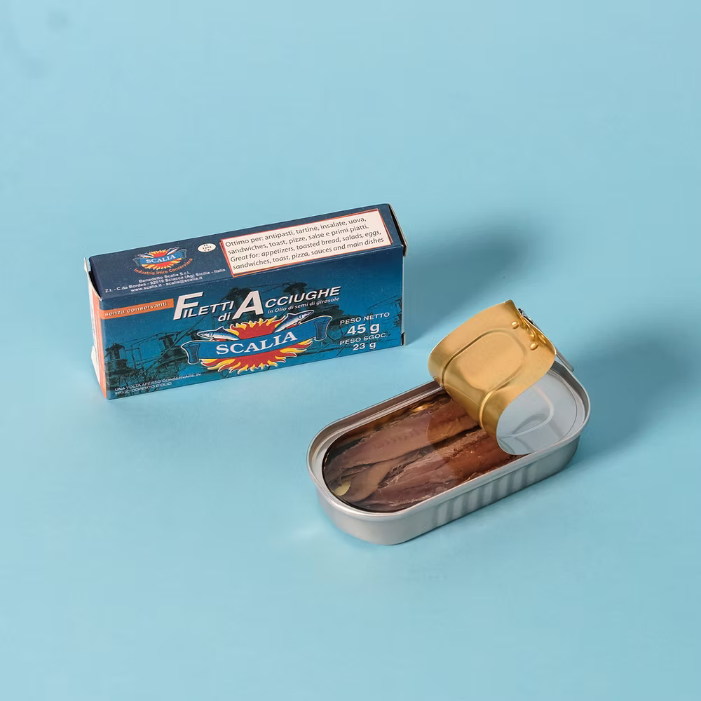 Scalia sardeller i solrosolja, 45 g – Eiring